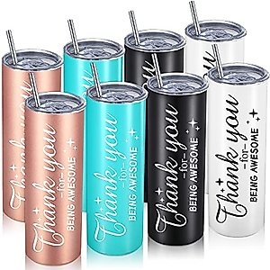 Thank You Gifts for Women Men, Thank You for Being Awesome Travel Tumbler 20 oz Graduation Appreciation Christmas Gifts for Friends Mom Wife Sister Coworker Pink Gold, Mint (Classic Color, 8)