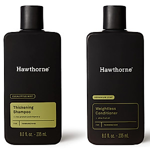 Hawthorne Men's Thickening Shampoo and Conditioner Hair Set. Includes Thickening Shampoo and Weightless Conditioner. 8 Fl Oz Each.