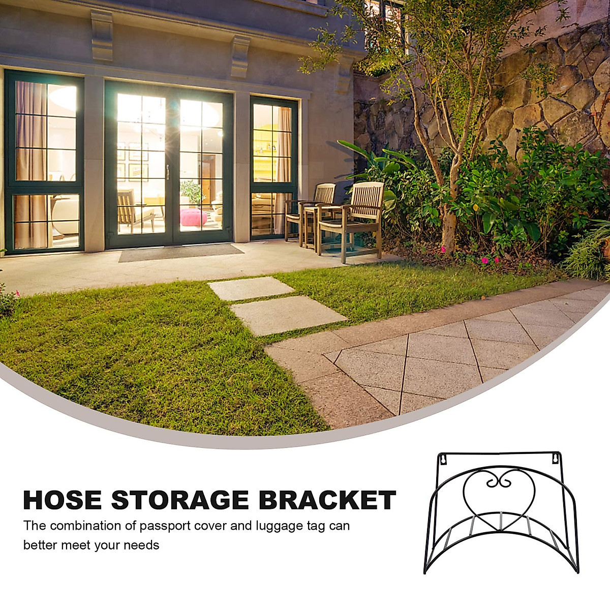 DOITOOL Hose Wrought Iron Frame Wall Hose Holder Iron Garden Hose Holder Hose Hanger Wall Hose Hook Garden Water Hose Holder Garden Hose Stand Water Hose Storage Hanger Soft Hose Work car