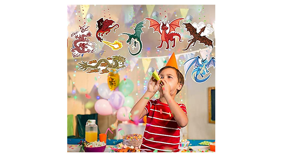 Dragon Party Decorations - 36 Pcs Multi-Color Dragon Theme Supplies