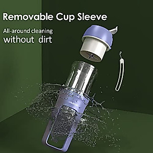 GREECHO Portable Blender, One-handed Drinking Mini Blender for Shakes and Smoothies, 12 oz Personal Blender with Rechargeable USB, Made with BPA-Free Material Portable Juicer, Taro Purple…