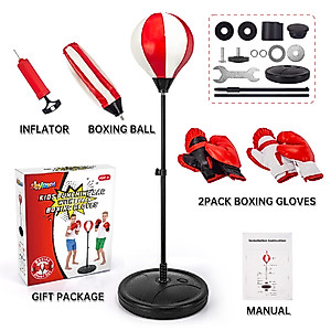 ShyLizard Punching Bag for Kids Included 2 Pack Boxing Gloves, Boxing Toys for Boys, Boxing Bag Sets with Height Adjustable Stand, Gifts for Boys & Girls Age 5,6,7,8,9,10 Years Old