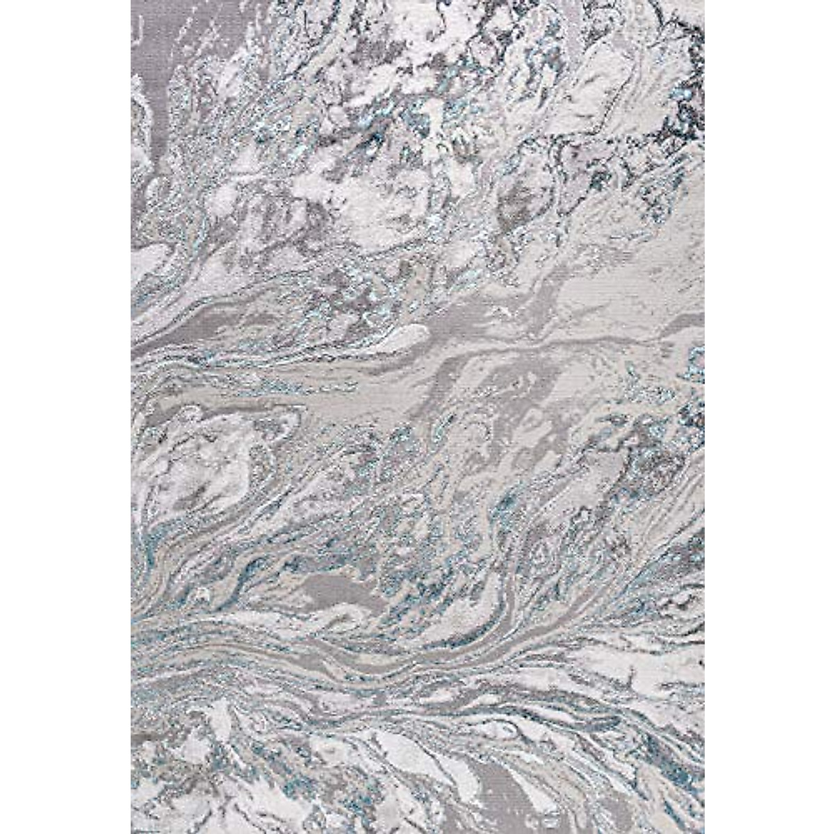 JONATHAN Y SOR203A-8 Swirl Marbled Abstract Indoor Area-Rug Contemporary Casual Transitional Easy-Cleaning Bedroom Kitchen Living Room Non Shedding, 8 X 10, Gray/Turquoise