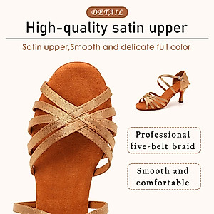 SWDZM Women's Latin Ballroom Dance Shoes Salsa Waltz Performance Practice Dance Shoes,LP1213-DB-Beige 9.5 US