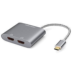 USB C to Dual HDMI 4K Adapter, CableCreation USB Type C (Compatible Thunderbolt 3) to 2 HDMI Adapter Compatible with MacBook Pro 2020/2019/2018/2017,XPS 13/Surface Book 2,Chromebook Pixel, Yoga 710