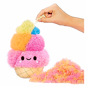 Fluffie Stuffiez Ice Cream Large Collectible Feature Plush 11" - Surprise Reveal Unboxing with Huggable ASMR Fidget DIY Fur Pulling, Ultra Soft Fluff