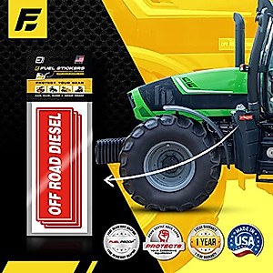 Off Road Diesel Sticker, Labels for Fuel Storage Tanks - Tractors, & Heavy Equipment - Weatherproof, Extreme Stick, Durable, Dyed Diesel Decals by Fuel Stickers - USA Made (6x2 inch), 3 Labels