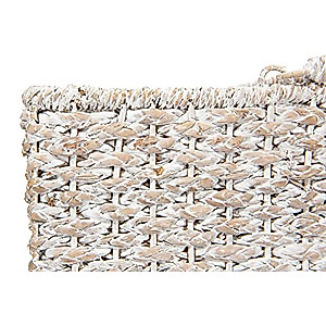 Creative Co-Op Woven Bankuan Rope Stair Basket with Handles, Whitewash Finish