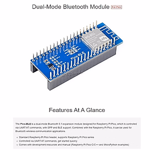 Dual-Mode Bluetooth Module for Raspberry Pi Pico, SPP / BLE, Bluetooth 5.1 Wireless @XYGStudy (Pico-BLE)