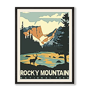 HerZii Prints Rocky Mountains National Park Wall Art Vintage Posters & Prints Set, Vintage National Parks Poster, Nature Vintage Wall Art, Mountain Travel Decor National Park Posters (12x16 UNFRAMED)