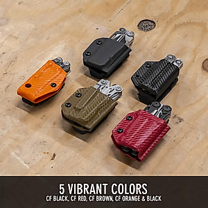 Clip & Carry Kydex Multitool Sheath for The Leatherman Wingman/Sidekick/REBAR/REV - Made in USA - EDC Multi Tool Holder Holster Cover - Carbon Fiber Black