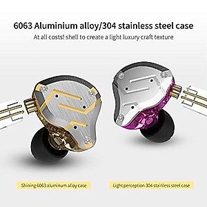 KZ ZS10 Pro 4BA+1DD 5 Driver in-Ear HiFi Metal Earphones with Stainless Steel Faceplate, 2 Pin Detachable Cable mids Vocal Earbuds zs10 pro kz (Gold,No mic)