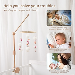 Baby Crib Mobile Arm - Wooden Baby Mobile Crib Holder 31 inch for Mobile Hanging Baby Crib Attachment for Nursery Decor