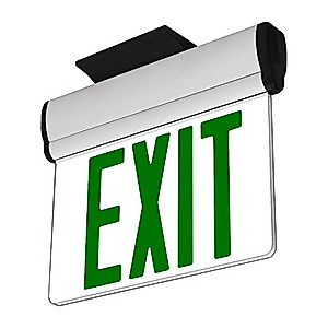 LFI Lights | Edge-Lit Green Exit Sign | Modern Design Brushed Aluminum Housing | All LED | Single-Sided Clear Acrylic Panel | Hardwired with Battery Backup | UL Listed | (1 Pack) | ELRT-G (SC)