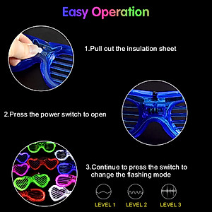 30 Pack LED Light Up Glasses - 5 Colors 2 Shapes Neon Glasses Glow in The Dark Party Supplies,Glow Party Favors for Kids Adults