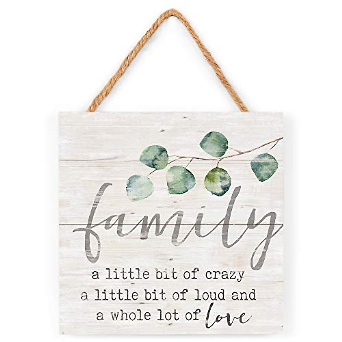 P. Graham Dunn White 7 x 7 Inch Wood Pallet Wall Hanging Sign, Family Little Crazy Loud Lot of Love