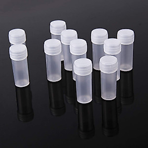100Pcs 5ML Small Pill Plastic Containers Empty Pill Bottles Sample Bottles Vial Test Tube with Caps by HRLORKC