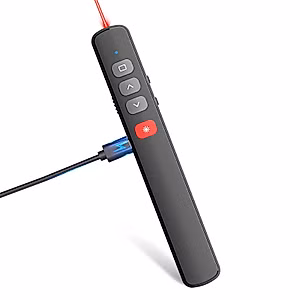 Towlup Rechargeable Presentation Clicker, 2 in 1 USB Powerpoint Clicker with Laser Pointer, Wireless Presentation Remote Slide Clicker for Mac, Computer, Laptop, Smart Board