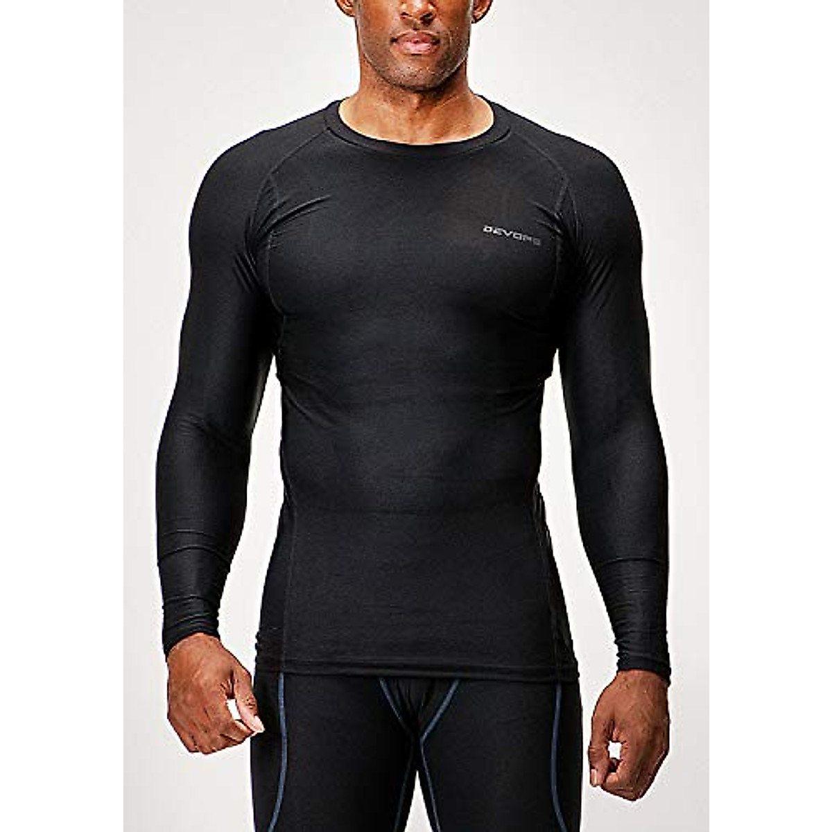 DEVOPS 3 Pack Men's UPF 50+ Long Sleeve Compression Shirts Quick Dry, Cool Gear for Garage Garden Gym Yard and Workouts (Medium, Black-Khaki-Navy)