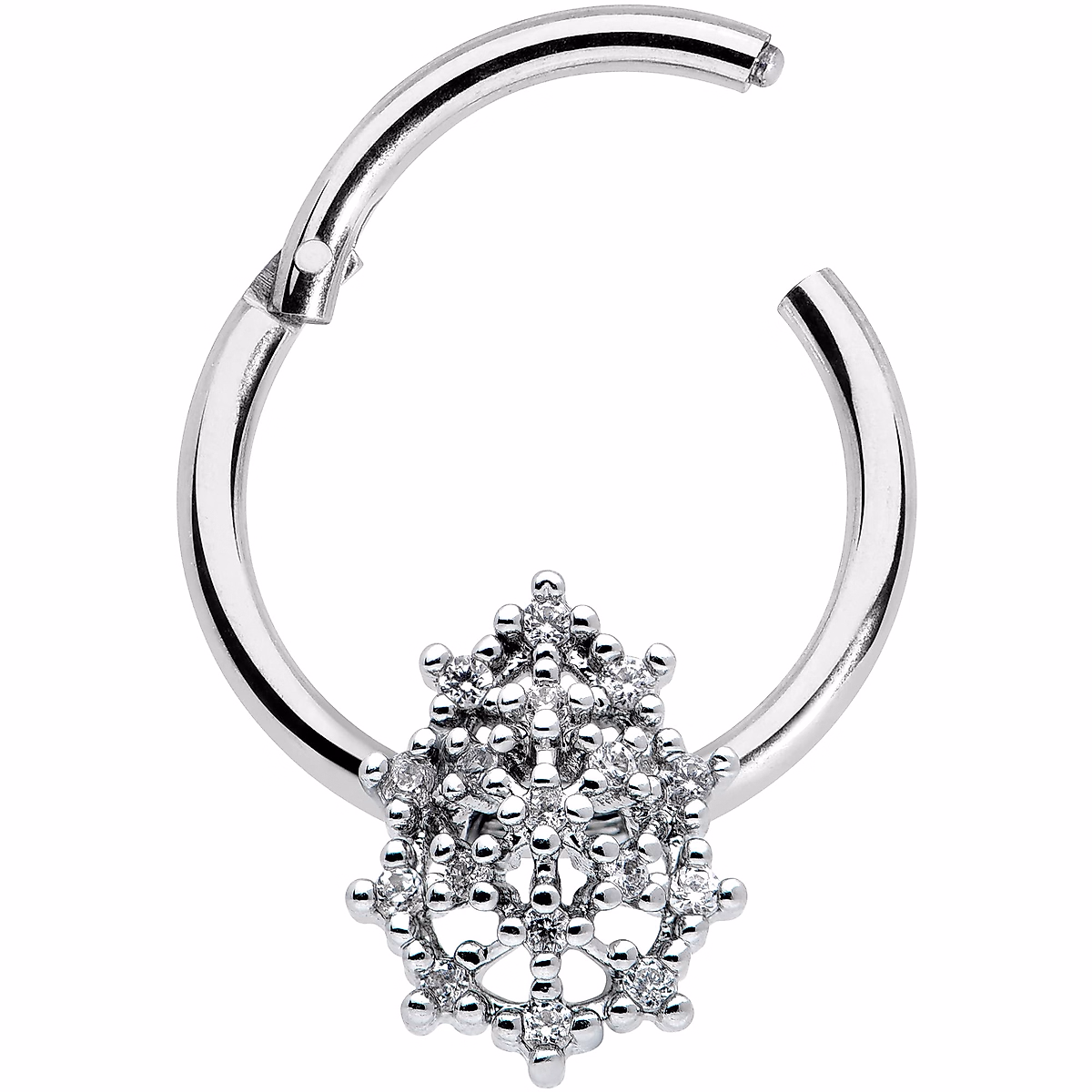 Body Candy Womens 16G Steel Hinged Segment Ring Seamless Cartilage Nipple Clear Texture Drop Nose Hoop 3/8"