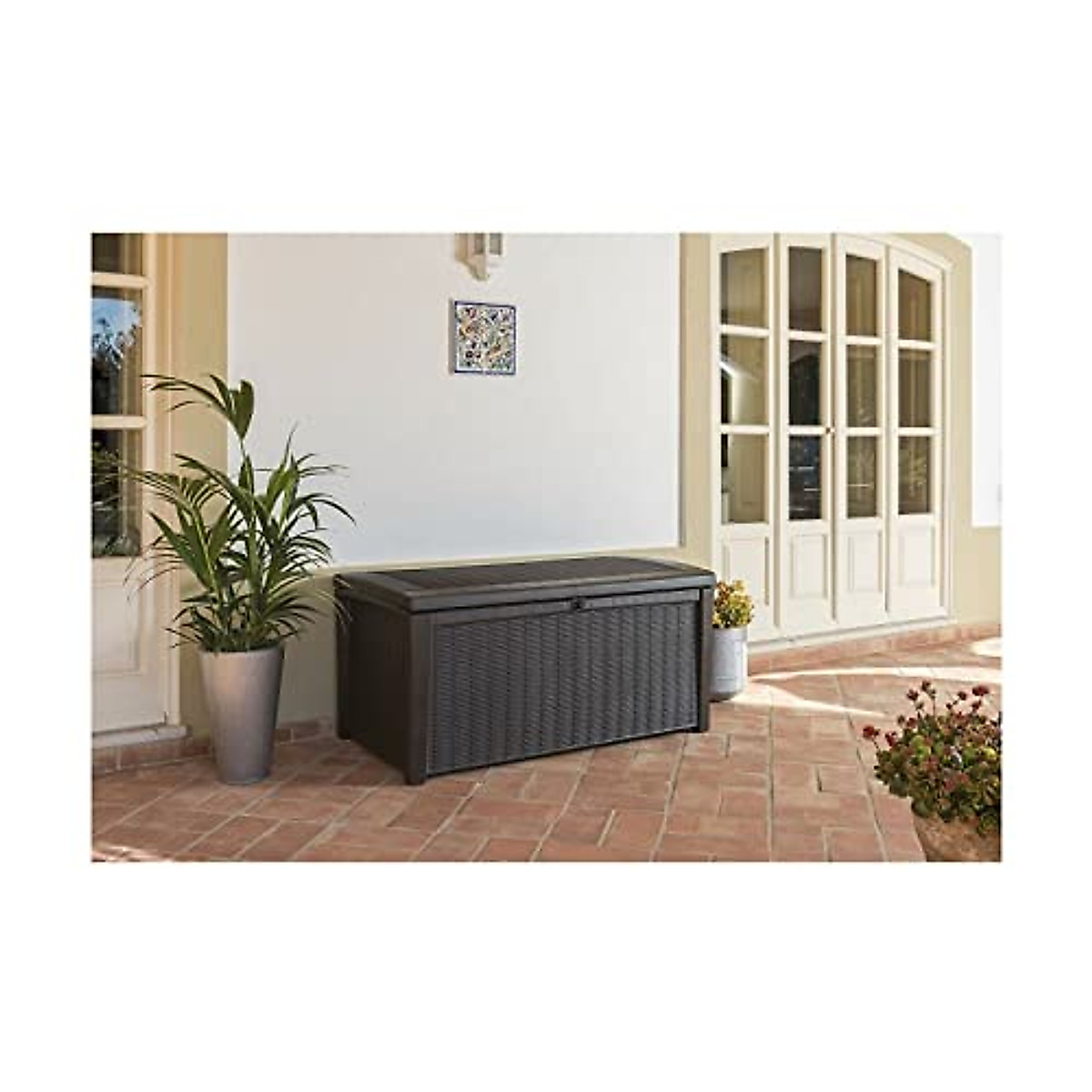 ALIDAM Deck Box Storage Box 110 Gallon Resin Deck Box-Organization and Storage for Patio Patio Deck Garden Furniture
