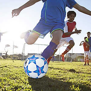 Runleaps Soccer Ball Size 3 for Kids, Ball Toys with Star Pattern Official Size Soccer Balls for Training, Playing, Boys, Girls, Toddlers Age 3-8 (Blue)