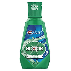 Crest + Scope Mouth Rinse, Classic Mint, 1 L Bottle, 6/carton