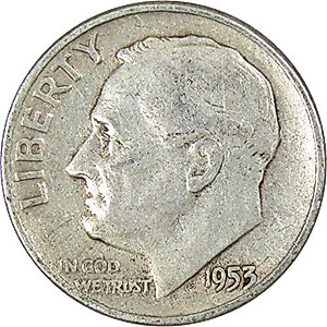 1953 Roosevelt Dime AG About Good 90% Silver 10c US Coin Collectible