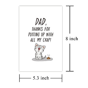 Kirynurd Decolove Funny Card for Dad, Birthday Card for Daddy, Fathers Day Card for Cat Lover