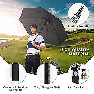 Gonex 68 Inch Silver Extra Large Golf Umbrella, Automatic Open Travel Rain Umbrella with Windproof Water Resistant Double Canopy, Oversize Vented Umbrellas for 2-3 Men and UV protection, Black