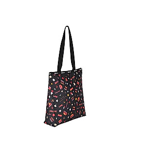 LeSportsac Stay True Easy Magazine Tote Bag, Style 3531/Color E481, Empowering Pop Art Style Words w Tie-Dye Effect: Be You, Stay True, Shine, Self Love Club + Colorful Hearts