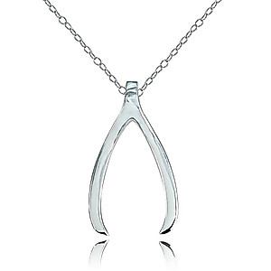 Hoops & Loops Sterling Silver Polished Wishbone Pendant Necklace