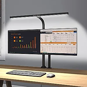 Desk Lamps for Home Office, 31.5” Wide 24W LED Desk Lamp with Auto Dimming -6 Color Modes and Stepless Dimming Desk Lamp Perfect for Multi-monitor Workstations, Home Office, Drawing, Reading
