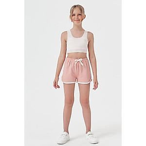 Baby Girls Boys Toddler 3 Pack Running Athletic Cotton Shorts, Kids Workout and Fashion Dolphin Summer Beach Sports (Yellow-Blue-Pink, 12-24 Months)