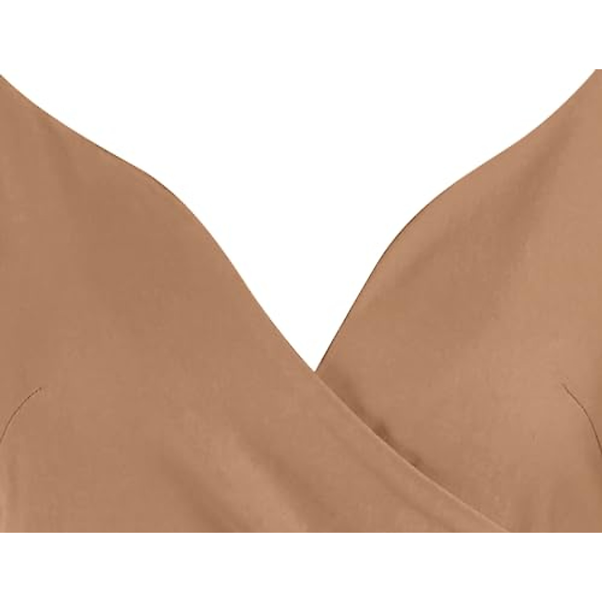 MUXXN Ladies Retro Cut Out Neck Elbow Sleeves Graduation Party Pencil Dress (Camel L)