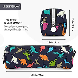 QICENIT Dinosaur Stationery Bag with Zipper Pen Bag Makeup Pouch Office Storage Bag Portable Travel Toiletry Pouch for Men Women