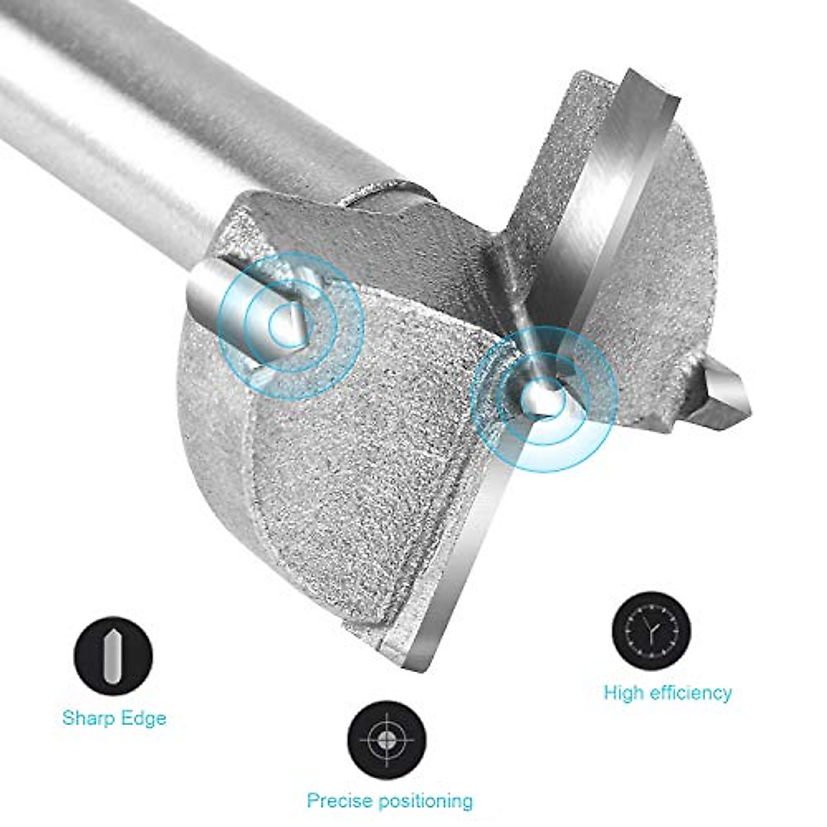 ASNOMY 5PCS Large Size Forstner Drill Bit Boring Woodworking Hole Saw Set, 40/45/50/60/70mm Carbide Steel Hinge Cutter Tool Kits for Wood Plastic Plywood(Large Size)