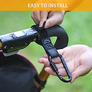 MoBearer Stroller Hooks for Hanging Bags and Shopping-Multipurpose Strolller Straps-Mom Hooks-Stroller Clips for Bags, 2 Pack Black Baby Stroller Hooks