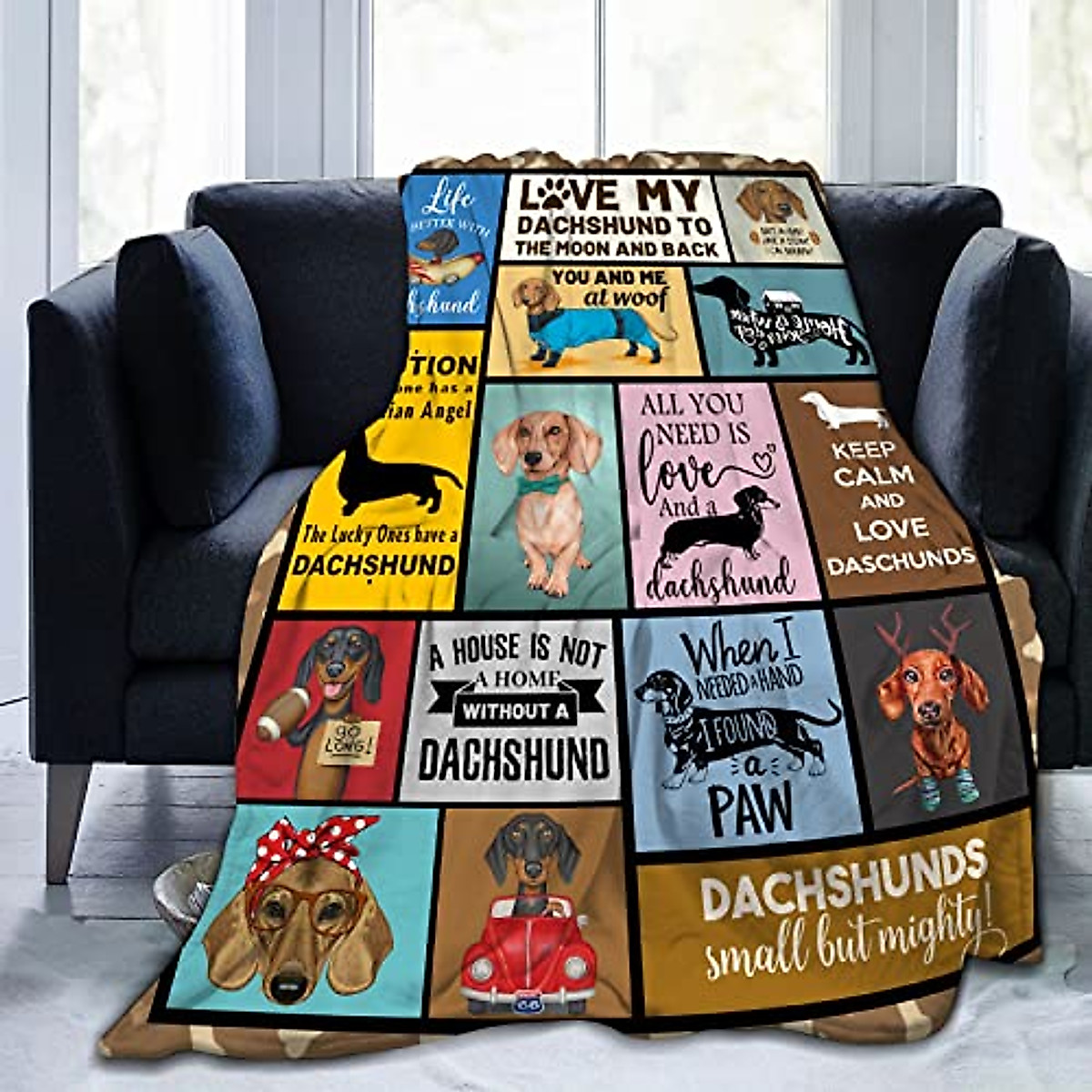 Birthday Gifts for Women, Dachshund Gifts for Dachshund Lovers, Dachshund Blanket and Throws, Cute Animal Pattern on Soft Flannel Fleece Blankets Birthday Gifts for Boys and Girls 60"x50"