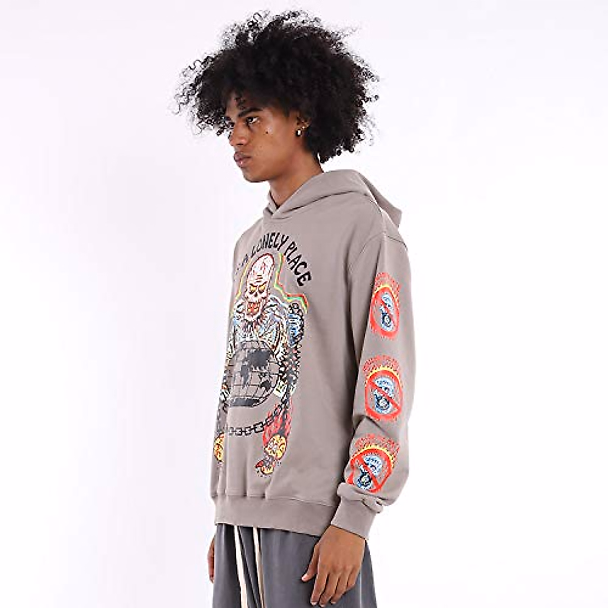 NAGRI Kanye It's A Longly Palace Hoodie Men's Graphic Hooded Sweatshirt Long Sleeve Pullover Hoodie Large,light Grey