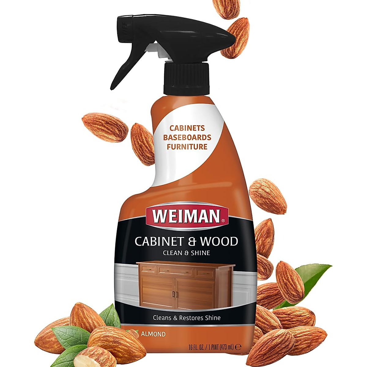 Weiman Cabinet & Wood Clean & Shine Clean and Protect Spray - For Wood Cabinets, Furniture, Tables, Baseboards, Trim and more! 16 oz, 2 PACK