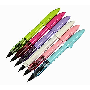 Hillento Jinhao Fountain Pen Set, Shark Series Plastic Fountain Pen Set, Diversity Color(Green, Light Blue, Pink, Purple, Rose Red, White), Set of 6
