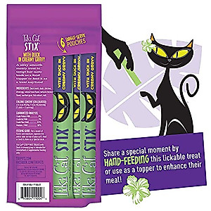 Tiki Cat Stix Wet Mousse Single-Serve Treats in 3-Flavor Bundle: 1 Tuna and Scallops, 1 Duck and 1 Chicken and Shrimp (3 Packs Total, 6 Stix per Pack, 18 Stix Total) Plus Shaynanigans Silicone Lid