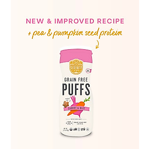 Serenity Kids 6+ Months Grain Free Puffs Toddler & Baby Snack | No Added Sugar, Gluten & Rice Free, Allergen Free | Made with Organic Cassava, Veggies, and Herbs | Carrot & Beet | 6 Count