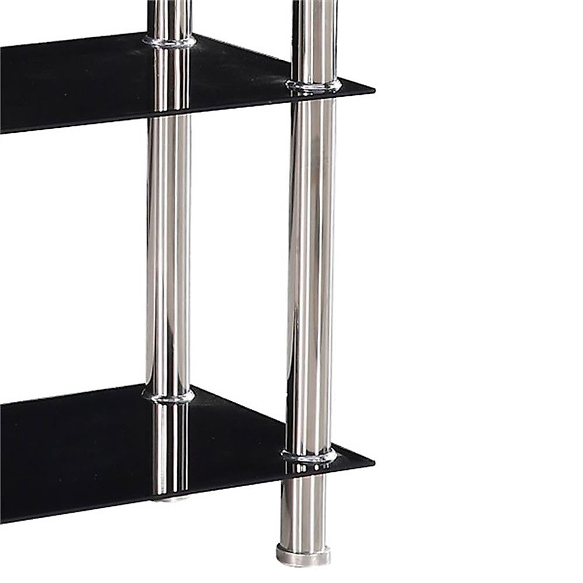 Better Home Products Decorative Shelves Glass 4 Tier Household Floor Storage, Tempered Glass Shelves, Audio-Video Media Stand