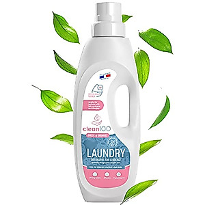 Clean100 100% All Natural Laundry Detergent Liquid for Lingerie 1L - Unscented Plant Based Laundry Detergent Liquid, Chemical & Fragrance-Free - Deep Cleans, Removes Tough Stains, For Sensitive Skin