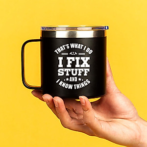 Edizzone Stainless Steel Funny Mug, 14Oz, Double Wall Vacuum Insulation, BPA Free, Spill Resistant, for Dad, Best Dad Birthday Gift, Christmas Gifts for Grandpa Uncle, Men Gifts