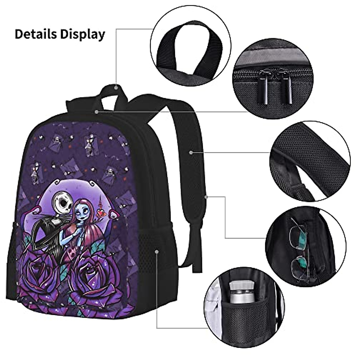 halloween 3 Piece Backpack Set Cartoon Backpack with Lunch Box Pencil Case for girls teens Women Men Durable Laptop Bag school backpack christmas Hiking Camping Daypack C 67