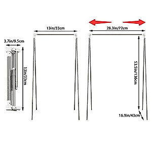 LINNNZI Portable Garment Rack, Stainless Steel Foldable Clothes Rack for Travel, Camping, Hotel Room, Laundry, Dance, Indoor, Outdoor