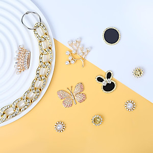 22PCS Gold Bling croc Jewelry Shoes Charms Diamond Rhinestone with Chains Accessories Decoration for Girls Women